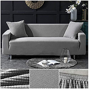 Polar Fleece Fabric Sofa Cover Elastic Solid Color Sofa Covers for Living Room Sectional Couch Cover Sofa Slipcovers A8 2 Seater
