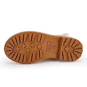 Coutgo Girls Tie Knot Ankle Boots Kids Side Zipper Chunky Low Heel Faux Leather Dress Booties