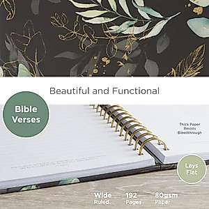 Christian Art Gifts Journal w/Scripture He Will Cover You With His Feathers Psalm 91:4 Bible Verse Teal and Gold 192 Ruled Pages, Large Hardcover Notebook, Wire Bound