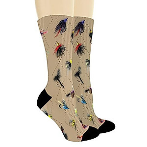 Fish Gifts for Women and Men Fly Fishing Gifts Fish Crew Socks Unisex 6-Pairs Novelty Crew Socks