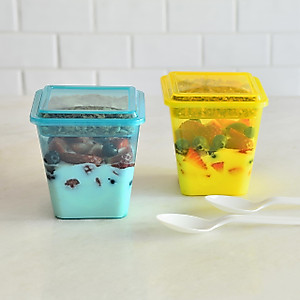 Youngever 7 Sets Plastic Parfait Cups, Reusable Plastic Dessert Cups with Lids and Inserts, Reusable Plastic Yogurt Cups with Inserts, Spill and Leak Proof (Medium 8 Ounce)
