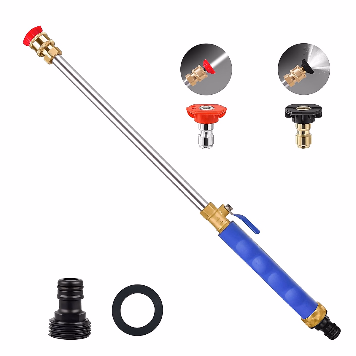 2024 Upgraded Jet Nozzle Power Washer for Garden Hose, 2-In-1 High Pressure Wand with 2 Different Nozzles and Quick Connectors，High Pressure Washer Tools For Patio Car Pet Window Washing (blue)