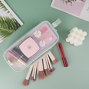 iSuperb Clear Pencil Case Handheld Pen Bag Transparent Makeup Bag Multifunction Pencil Pouch for Business Travel Office Adult (Green)