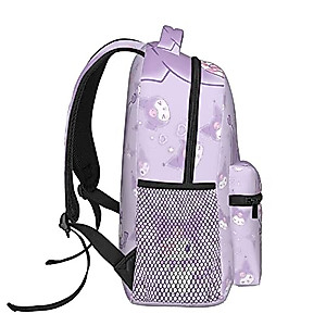RODES Cute Kurromi Pattern Print Backpack Anime Backpack Lightweight Travel Backpack Laptop Backpack Purple Daypack Women Birthday Gift With Keychain