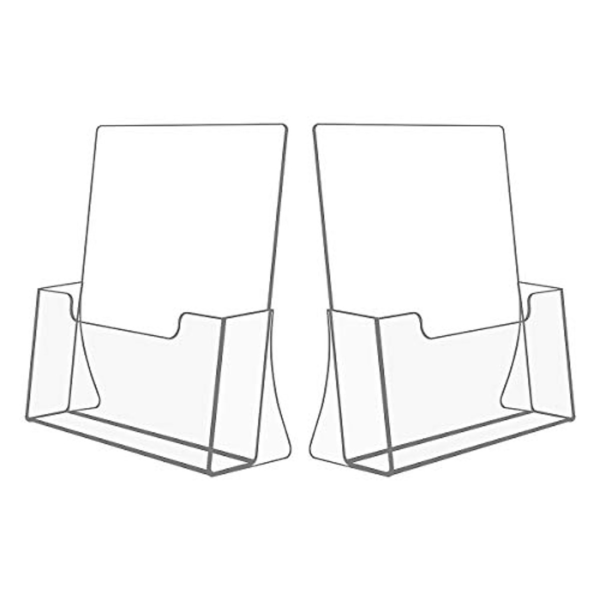 NIUBEE Acrylic Brochure Holder 8.5 x 11 inches 2 Pack, Clear Acrylic Literature Holder Plastic Flyer Display Stand, Acrylic Countertop Organizer for Magazine, Pamphlet, Booklets, Menu, Journals