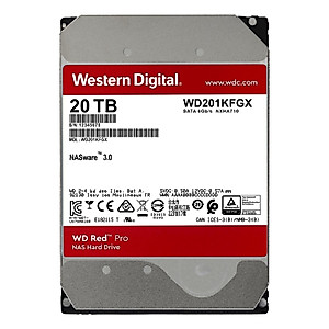 Western Digital 20TB WD Red Pro NAS Internal Hard Drive HDD - 7200 RPM, SATA 6 Gb/s, CMR, 512 MB Cache, 3.5" - WD201KFGX
