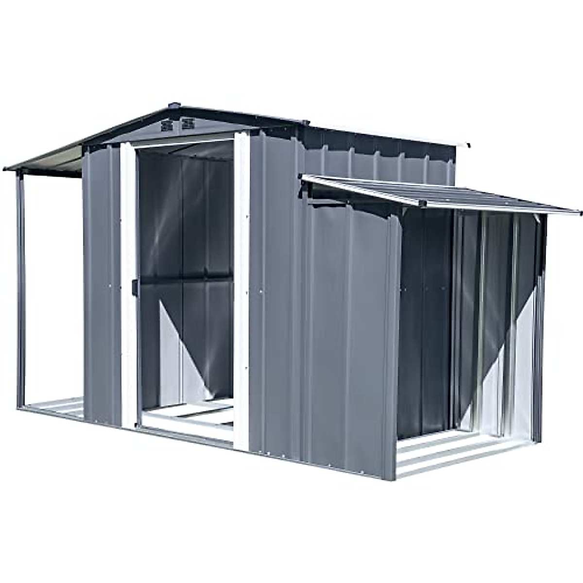 Arrow Sheds 10' x 5' Galvanized Steel 3-in-1 Pad-Lockable Outdoor Utility Storage Shed, Anthracite