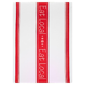 MU kitchen Towel MUkitchen 100% Cotton Jacquard Woven Dishtowel, 20 by 30-Inches, Eat Local – Set of 2