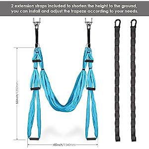 HITIK Aerial Yoga Swing Set Anti Gravity Yoga Hammock for Outdoor and Indoor Inversion Therapy Flying Sling Set (with Ceiling Mount Accessories) blue