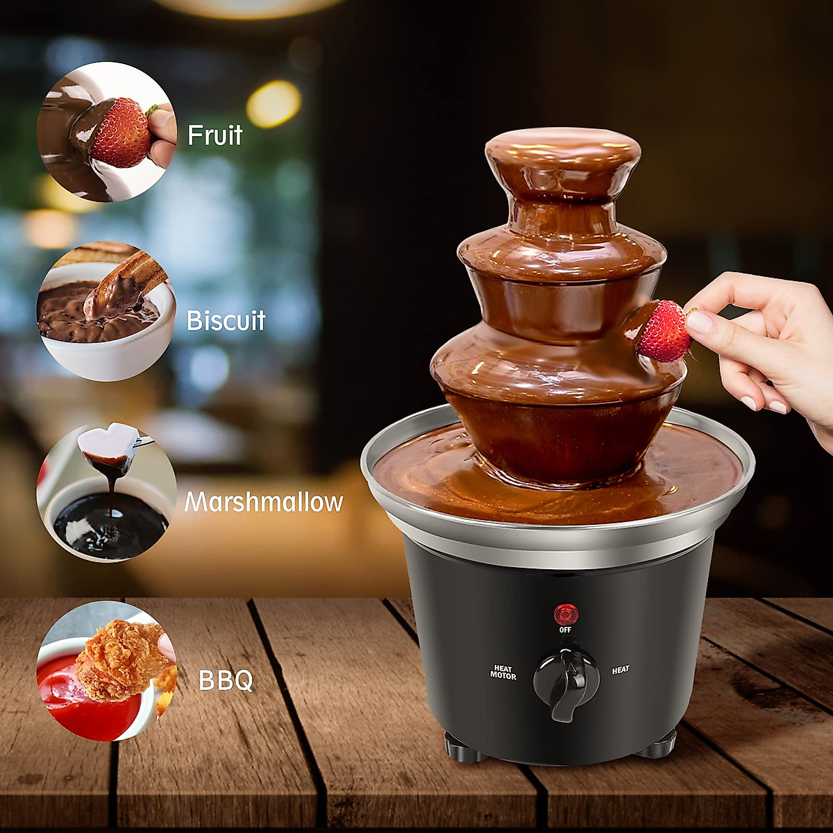 Chocolate Fondue Fountain,Plastic Chocolate Melt Dipping Machine Warmer 20oz 1.2 Pound,BPA Free 3 Tier Mini Melting Tower for Mother's Day Party,Christmas Party, Family Gathering,Wedding