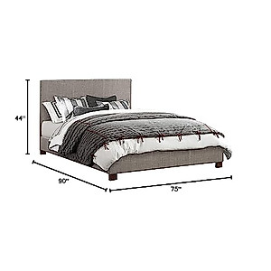 Lexicon Otiz Upholstered Platform Bed, Cal King, Gray