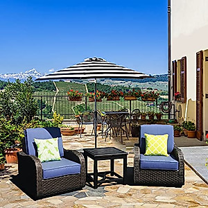 Garden lucky 9ft Patio Umbrella Replacement Canopy Market Umbrella Top Outdoor Umbrella Canopy for 8 Ribs Umbrella Black and White