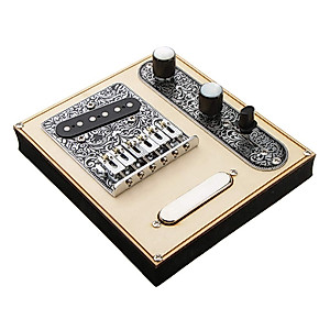 Alnicov 6 Strings Saddle Bridge Plate, 3 Way Switch Control Plate, Neck Pickup Set for Fender Telecaster Electric Guitars Replacement Parts (Black)