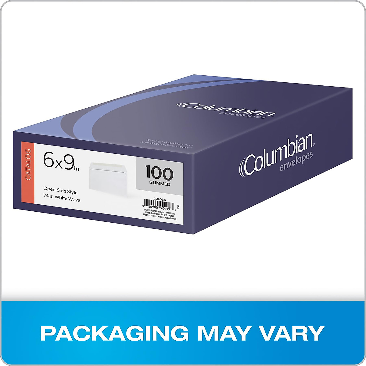 Columbian 6" x 9" Booklet Envelopes, Gummed Seal, for Mailing or Storage, 24 lb White Wove, 100 per Box (COLO915)