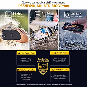 Ulefone Lasted Android 12 Unlocked Rugged Phone, Armor X6 Pro (2022 New) Rugged Smartphone, 8GB + 32GB, 128GB Extension 4000mAh, 5.0 inch, 13MP + 5MP, IP68 Waterproof Cell Phone, 4G Dual SIM- Black