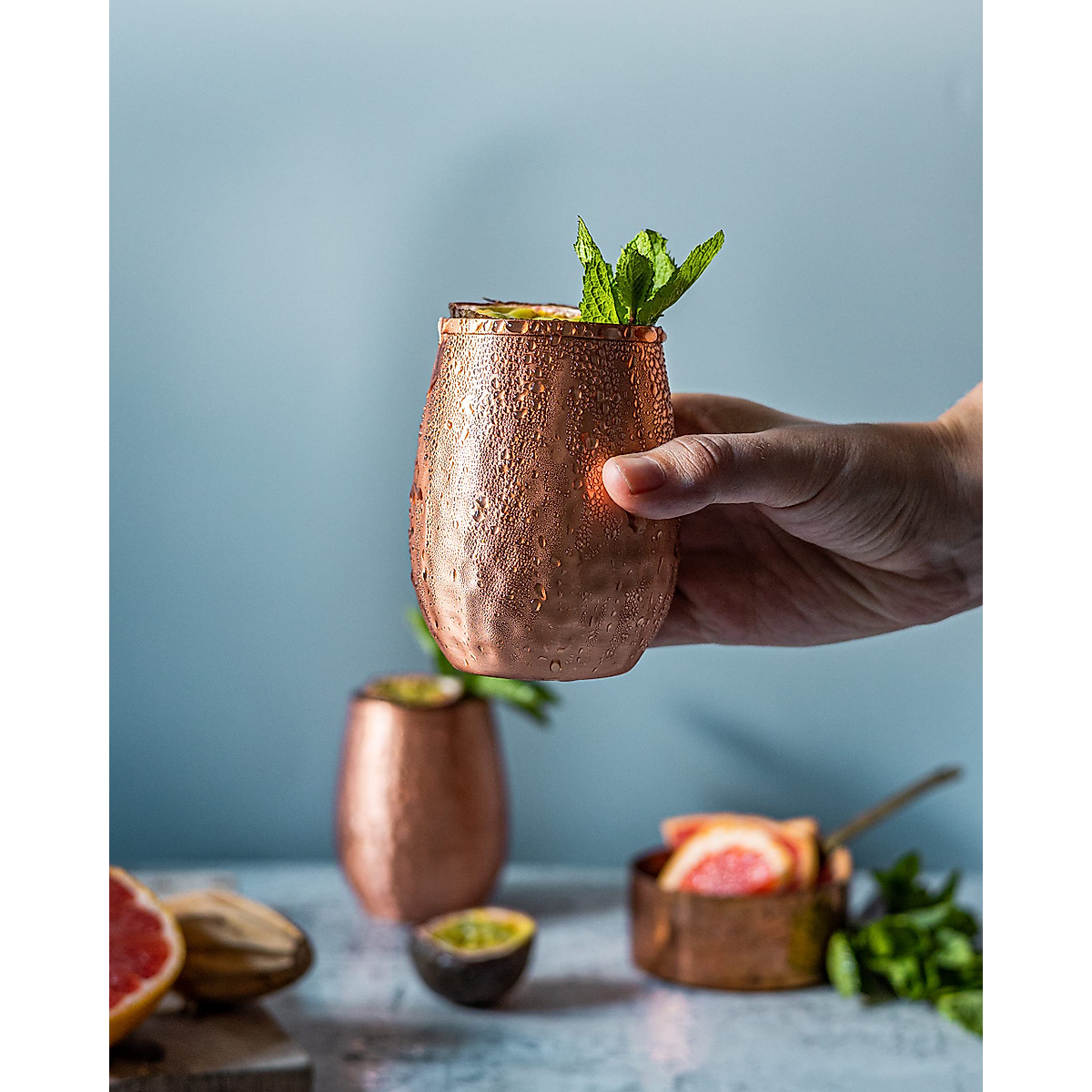 Kosdeg Copper Cups - 12 Oz set of 4 - A Unique Way To Enjoy Wine - The Perfect Pure Copper Tumbler for Water - Copper Drinking Cups Better Than Glasses or Plastic - Moscow Mule Copper Cup For Drinking