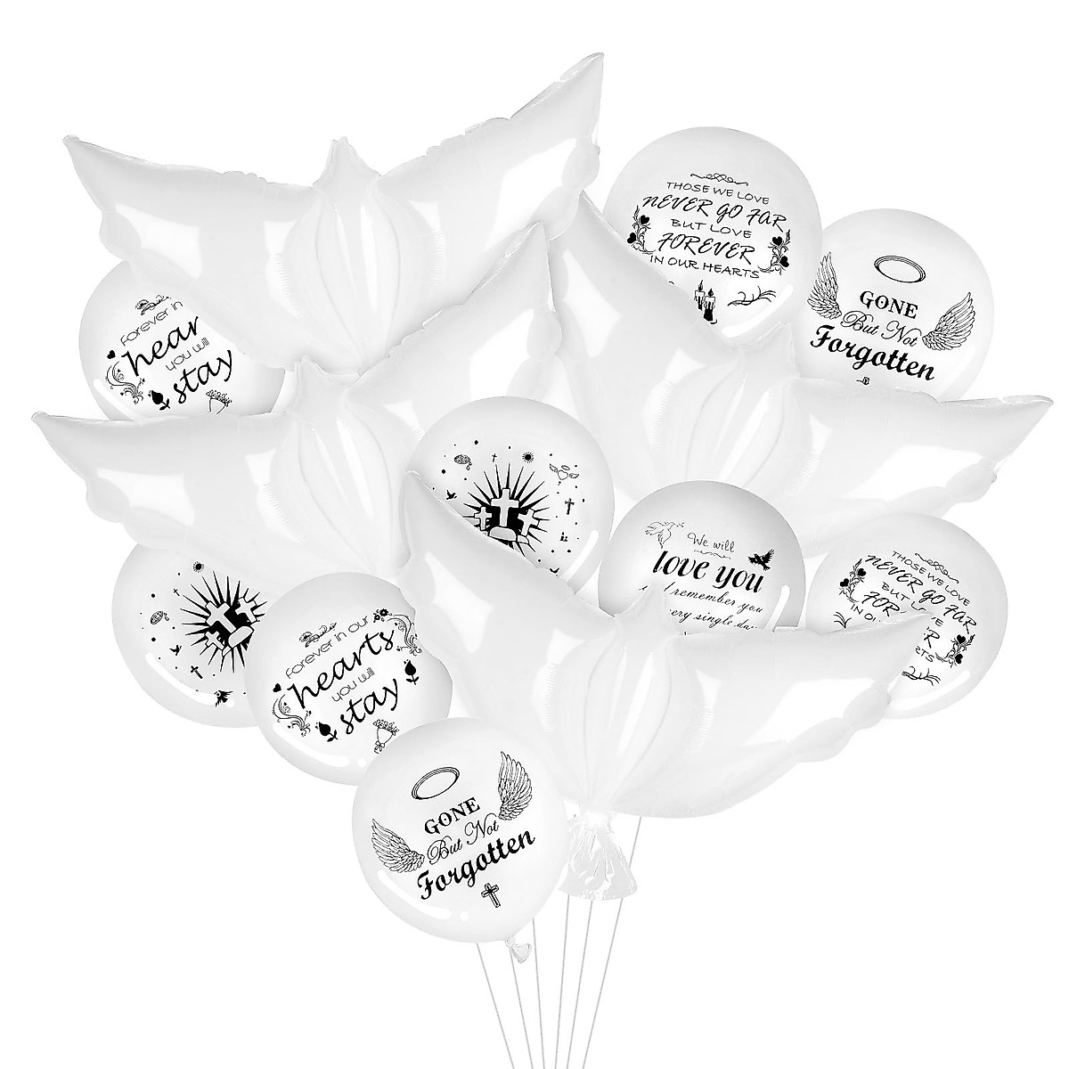 4PCS White Dove Balloons and 35PCS Memorial Balloons to Release in Sky Biodegradable Balloons for Release Happy Heavenly Birthday Balloon for Condolence, Funeral, Anniversary, Remembrance Services