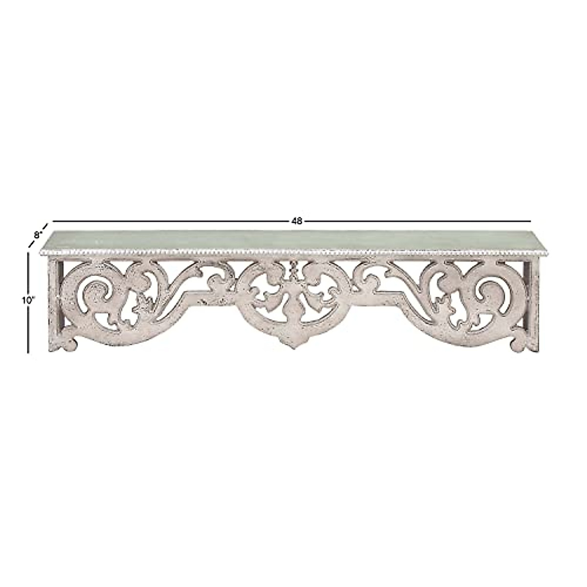 Deco 79 Wood Floral 1 Shelf Wall Shelf, 48" x 8" x 10", White
