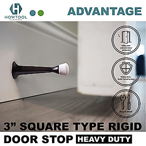 Door Stops 3 Inch Rigid with Rubber Pin Oil Rubbed Bronze Black, 5 Pack | HOWTOOL