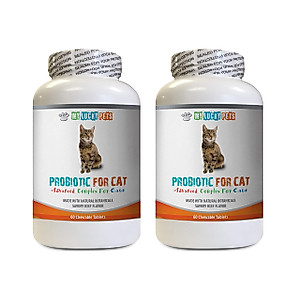 MY LUCKY PETS LLC cat probiotics for Diarrhea - CAT PROBIOTICS - Advanced Natural Digestive AID Formula - GET RID of Bad Breath and Stop Diarrhea - cat Beef Treats - 2 Bottles (120 Treats)
