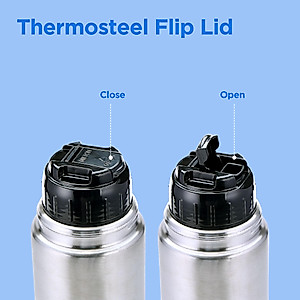 Milton Thermosteel Flip Lid 750, Double Walled Vacuum Insulated Thermos 750 ml | 25 oz | 24 Hours Hot and Cold Water Bottle with Cover, Stainless Steel, BPA Free, Leak Proof | Silver