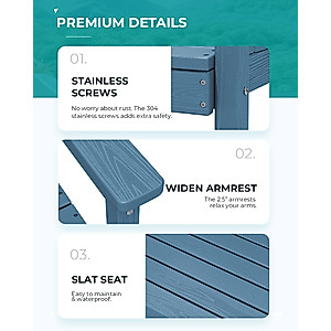 SERWALL 7-Piece Patio Dining Table Sets, Outdoor HDPE Dining Furniture Set with Umbrella Hole Cut-Out Table and 6 Chairs, Blue