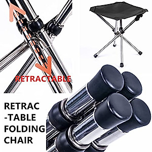 lucky cup Camping Stool Small Retractable Folding Chair Foot Rest Stainless Steel Compact Lightweight Backpacking Stool with Carry Bag 12.6X12.6X13.8 inches