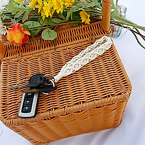 Poagoep 2 Pcs Macrame Keychain Boho Handmade Wristlet Keychain Wrist Lanyard Key Chain for Women（2）