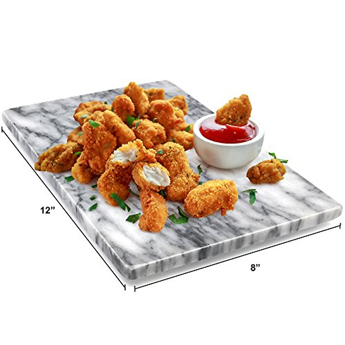 Greenco Marble Cutting Board, 8 x 12, White Marble | Meat Cutting Boards, Fruit&Cheese Board, Butcher Block | Over-the-Sink, Dishwasher Safe Chopping Board Kitchen Set | Large Kitchen Serving Tray