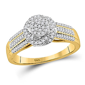 The Diamond Deal 10kt Yellow Gold Womens Round Diamond Cluster Ring 1/4 Cttw