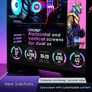 8.8 Inch AIDA64 CPU GPU SSD Data Temperature Monitor, IPS USB Mini Screen, PC Sensor Panel Display, PC Temperature Display for RPi Linux Windows, Host Temperature Monitor for Chassis Sub Screen