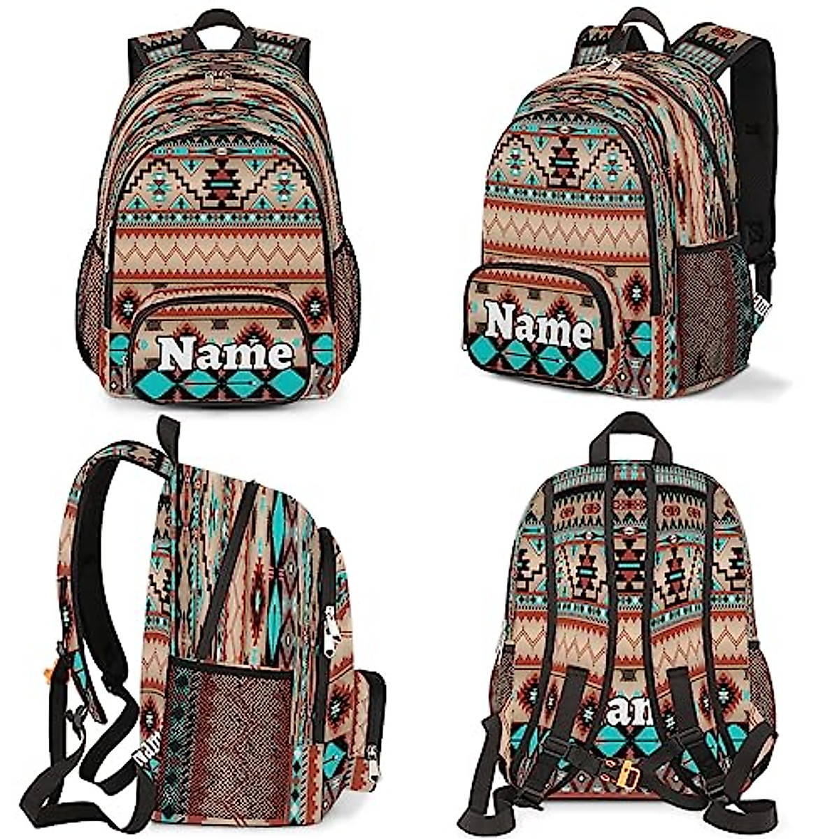 Herdesigns Aztec Print Custom Backpack for Men Women Adult Aztec Geometric Personalized Lightweight Casual Laptop Backpack Customized Computer Hiking Gym Travel Travel Daypack with Name