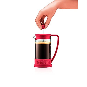 Bodum Brazil French Press Coffee Maker with Borosilicate Glass Carafe, 34 Ounce, Warm Red