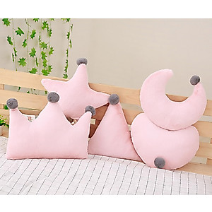 Golden ear of Wheat Cozy Plush Pillow - Star, Moon, Crown, Heart and Triangle Shapes Available in Multiple Shapes. (Crown, Pink)