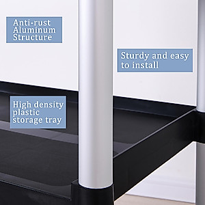 Utility Cart On Wheels 3 Tiers Service Cart with Wheels Plastic Heavy Duty Carts for Restaurant/Kitchen/Hotel/Laundry/Studio/Garage-Large