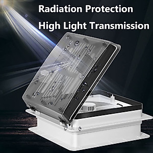 2012 Electric Air Max 14" Vent RV Roof Vent Reversible Exhuast Fan, Ultra Low Sound Level Permanent RV Air Ventilation Ceiling Fan 12V Remote with Rain Sensor, Semi-transparent UV-Proof Cover Lid