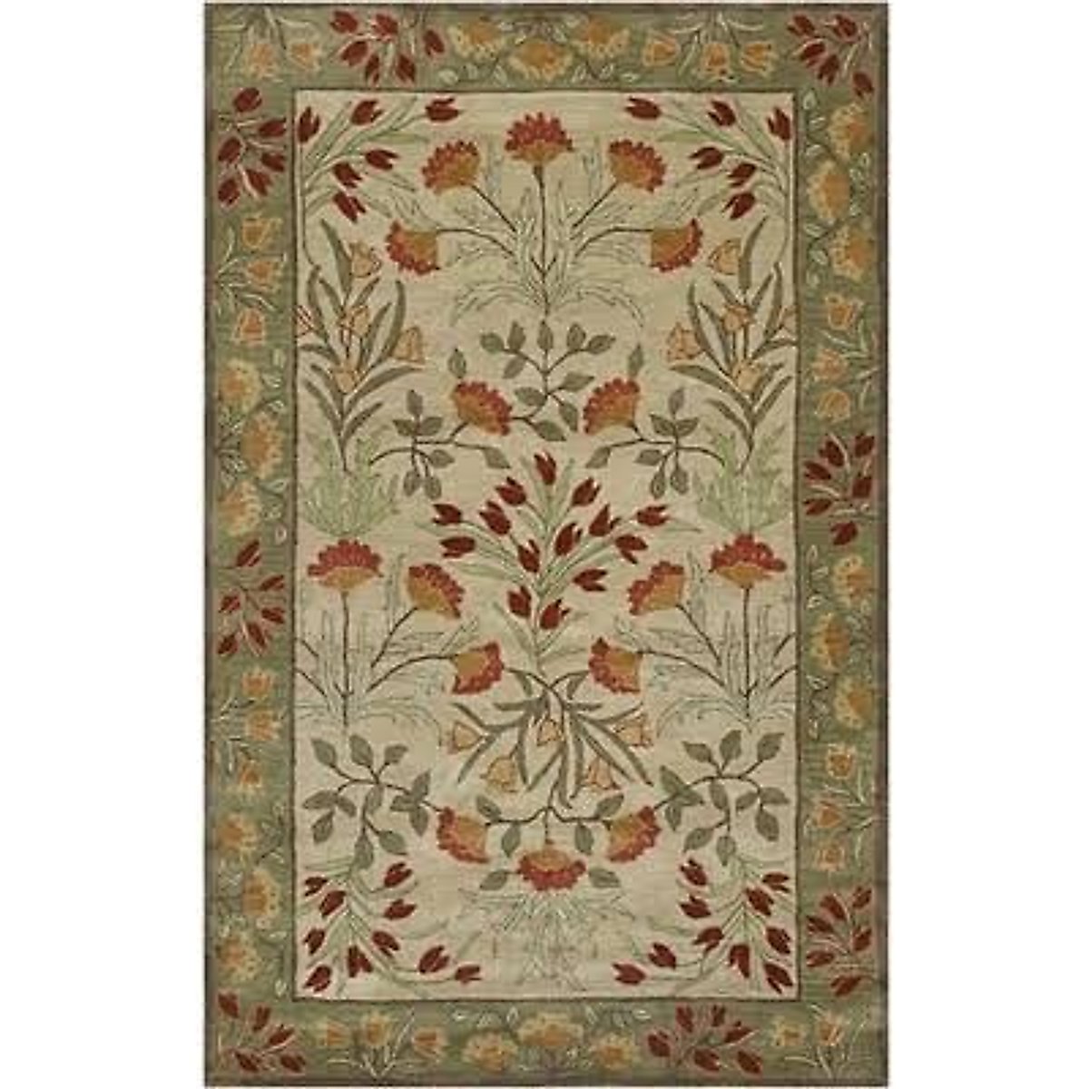 Restoration and Renovation Handmade Floral Adeline Beige/Blue Tulips Traditional Crafted Wool Area Rug for Living Room Bedroom and Kitchen (10X8 FT, Multi)