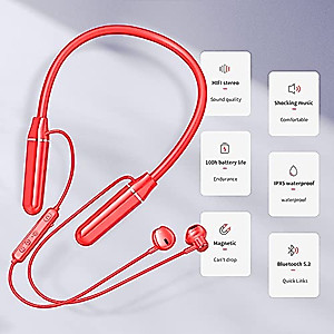 FIGMASU Wireless Bluetooth Headphones Neckband 100H Playtime, IPX5 Waterproof Wireless Earbuds in Ear, Noise Isolating Lightweight for Running, Workout, Gym Headset with Mic