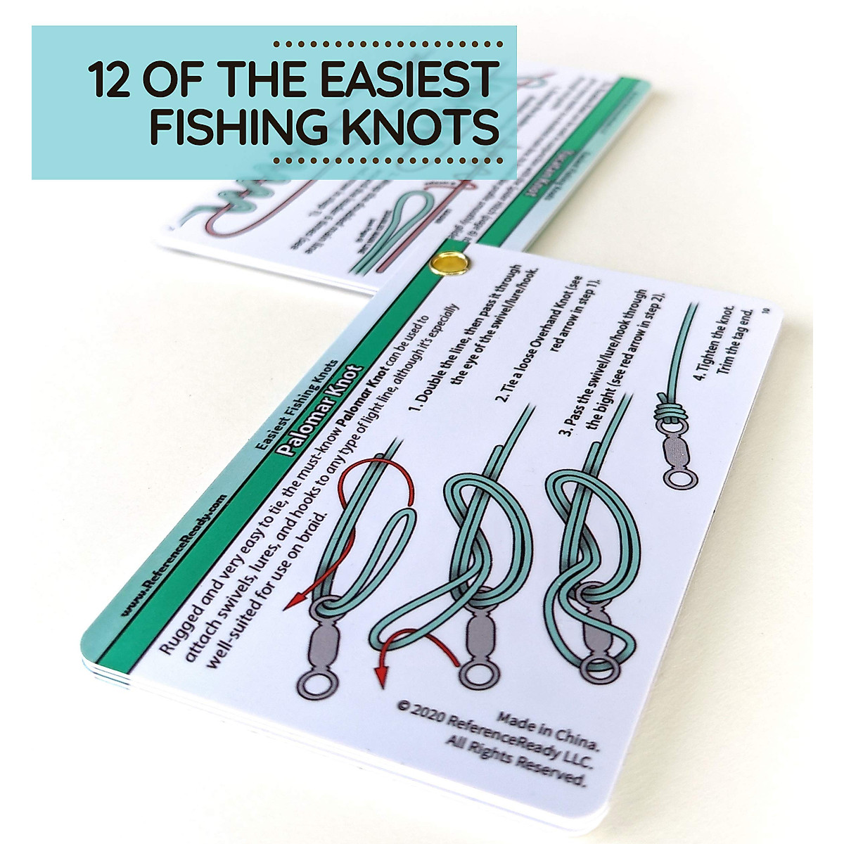 Easiest Fishing Knots: Waterproof Guide on How to Tie 12 Simple Fishing Knots with Mini Carabiner, Perfect for Beginners