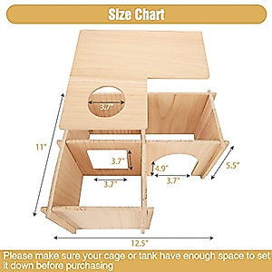 PAWCHIE Guinea Pig Hideout Hamster House with Multi-Rooms - Small Animals Pets Hideout Multi-Chamber Wooden Hut Habitats Decor Tunnel for Guinea Pigs, Hamsters, Chinchillas