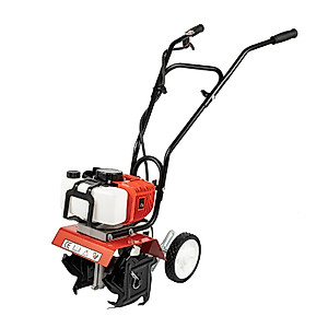 PIAOCAIYIN Gas Mini Tiller Cultivator, 52cc 2-Stroke Rototiller Gas Powered, 1700W Adjustable Garden Tiller Cultivator Tool for Soil Cultivation, Farm Plant Digging, 6500-7000r/Min