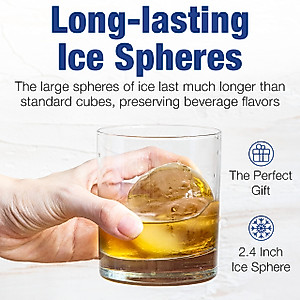 Eparé Clear Ice Cube Maker & Lewis Bag & Ice Mallet - Premium Silicone Ice Ball Maker & Manual Ice Crusher Wooden Hammer - Craft Whiskey Ice Ball Press & Canvas Crushing Bag