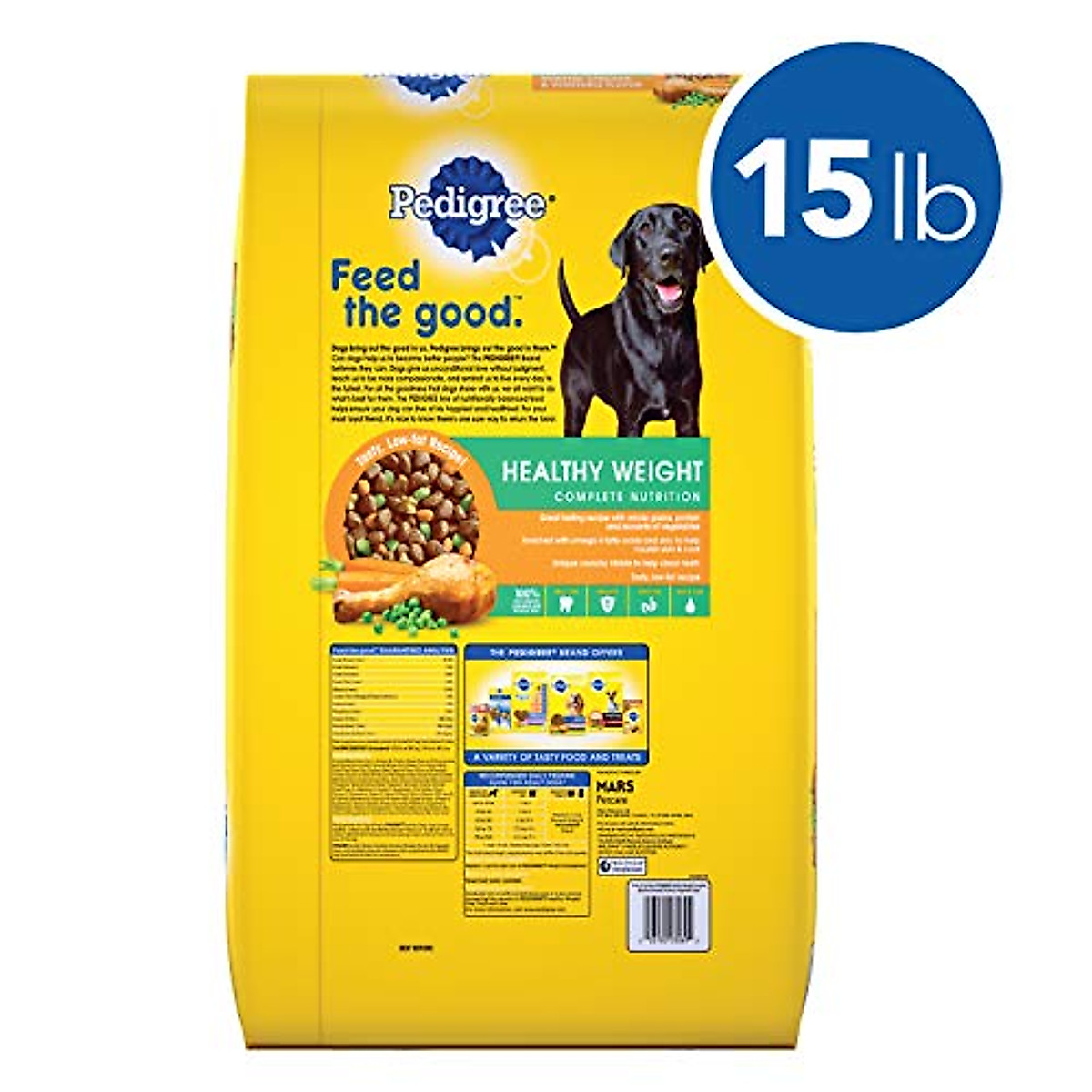 PEDIGREE Healthy Weight Adult Dry Dog Food Roasted Chicken & Vegetable Flavor Dog Kibble, 15 lb. Bag