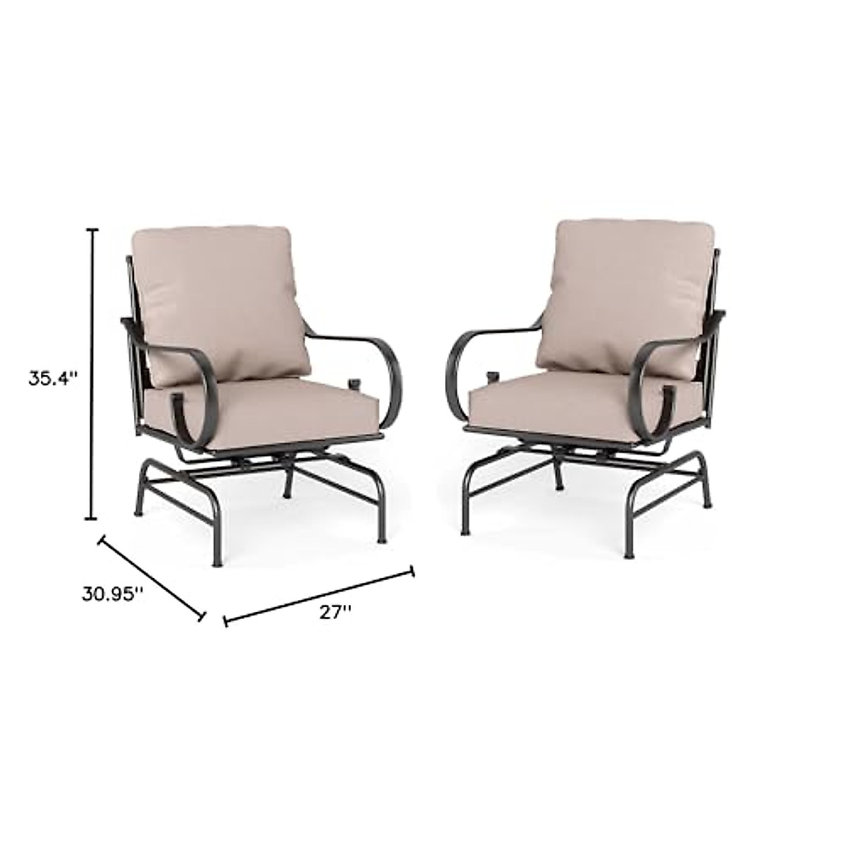 Sophia & William Extra Large & High Back Patio Furniture Set Metal Modern Outdoor Conversation Sets with Motion Chairs