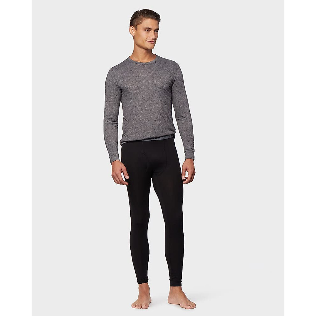 32° Degrees Men's Lightweight Baselayer Legging | Form Fitting | 4-Way Stretch | Thermal, Black, Medium
