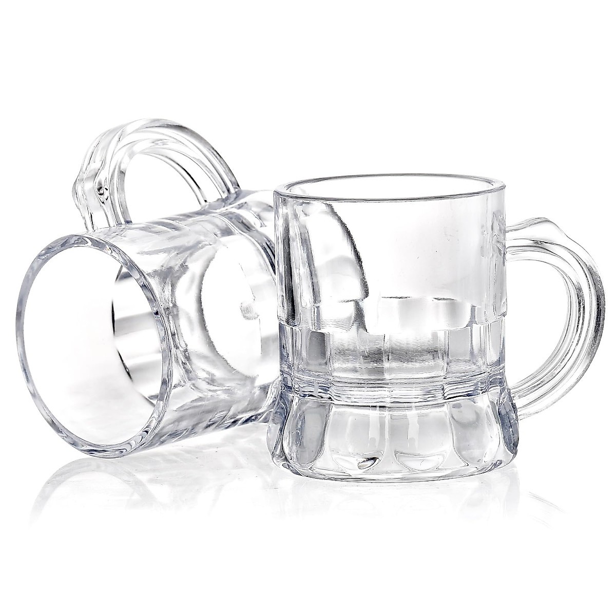 Fasmov 30 Pack Mini Plastic Beer Mugs,1 oz Beer Mug Shot Glasses with Handles, Reusable Clear Beer Stein Beer Tasting Glasses for Beer Festival Party Barbecue Wedding Supplies