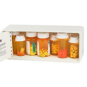 MEDICINE RX SAFE Medicine Safe-Barrel Key Lockbox, White