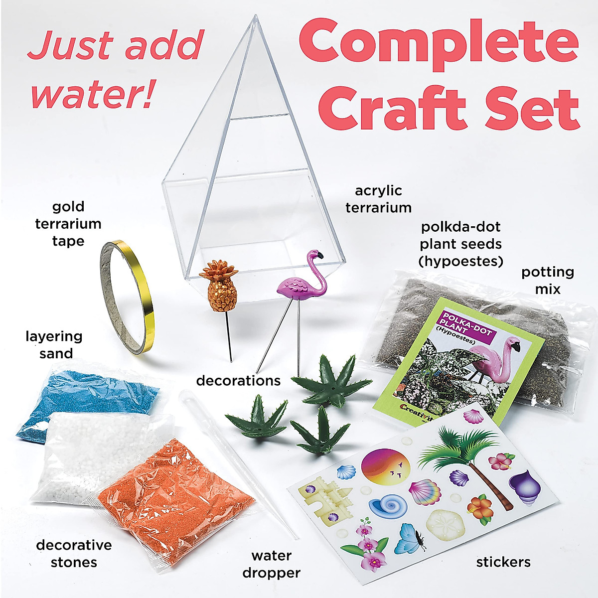 Creativity for Kids Tropical Terrarium Craft Kit - Kids Terrarium Kit for Ages 7+, STEAM Activity