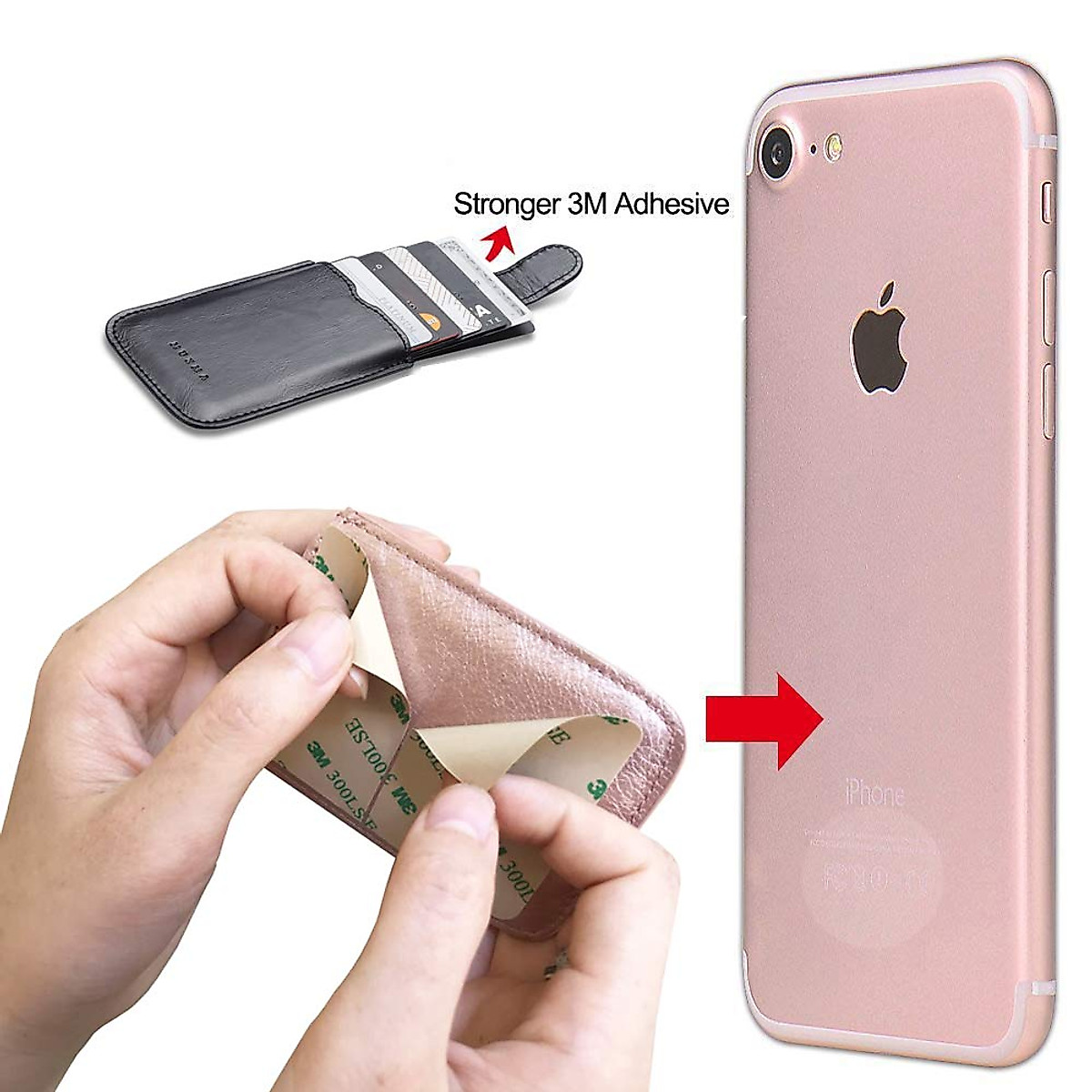 Phone Card Holder RFID Blocking Sleeve, Pu Leather Back Phone Wallet Stick-On Pull up 5 Card Holder Universally Pocket Covers Credit Cards Cash for iPhone/Android/Samsung/ Smartphones.Black (Black)