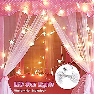 Gappys Princess Castle Tent with Star Light for Kids Children Girls Boys Baby 3/4/5/6/7/8/9 Year Old- Large Playhouse Funny Play Fairy Tent - Indoor and Outdoor Games (Pink), 55x53 inch